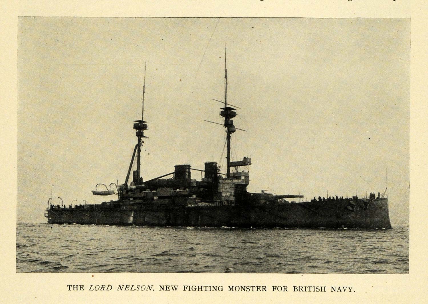1908 Print Lord Nelson British Navy Battleship Military ORIGINAL HISTO ...