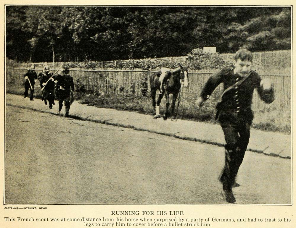 1915 Print WWI German Military Chase French Scout Horse Run Firearms W ...