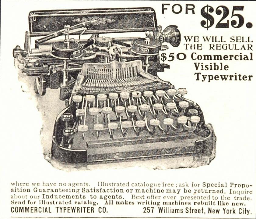 1907 Original Ad Pricing Commercial Visible Typewriter Office Typist N ...