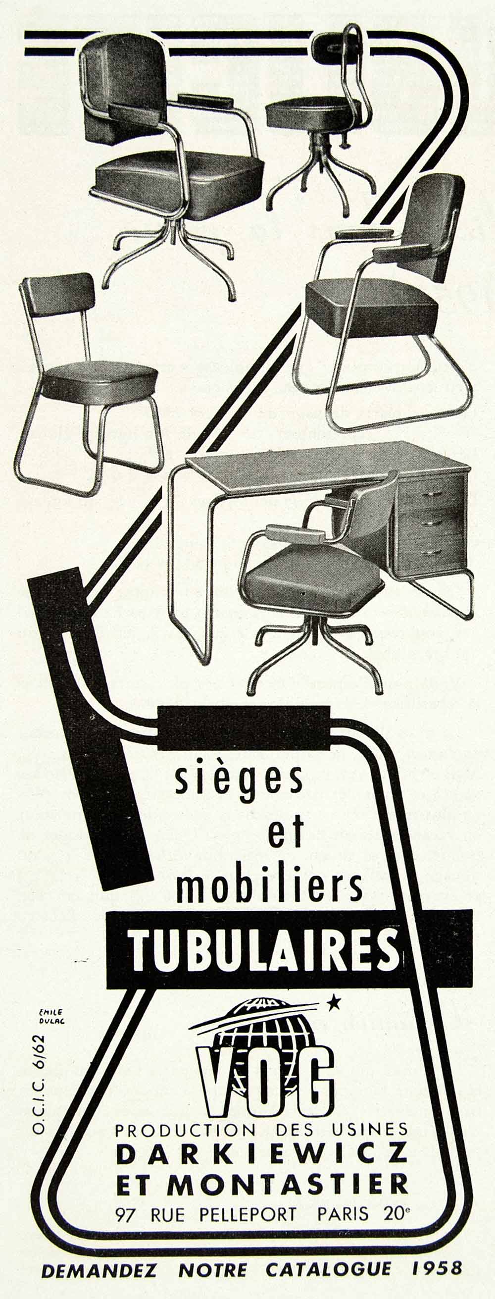 1958 Ad VOG Chairs Desks Tubulaires Darkiewicz Montastier Office Funit ...