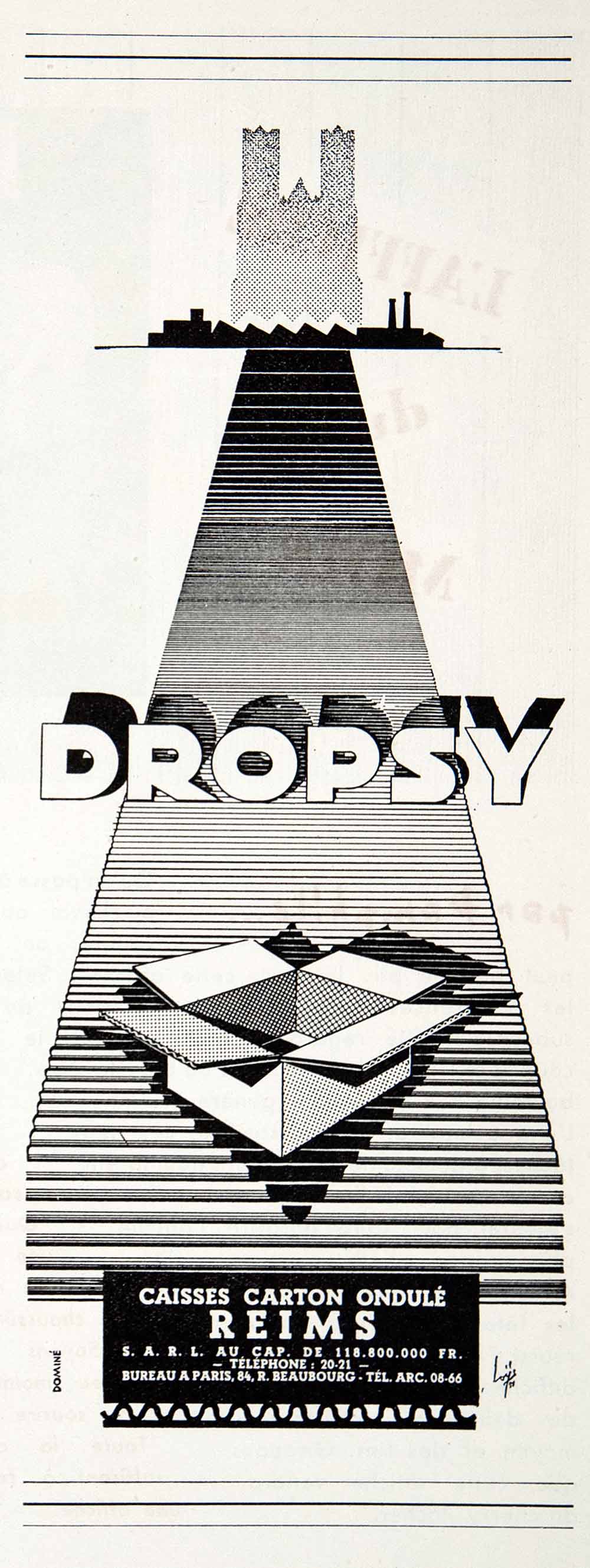 1955 Ad Dropsy Carton Domine Corrugated Box Packaging French Advertise ...