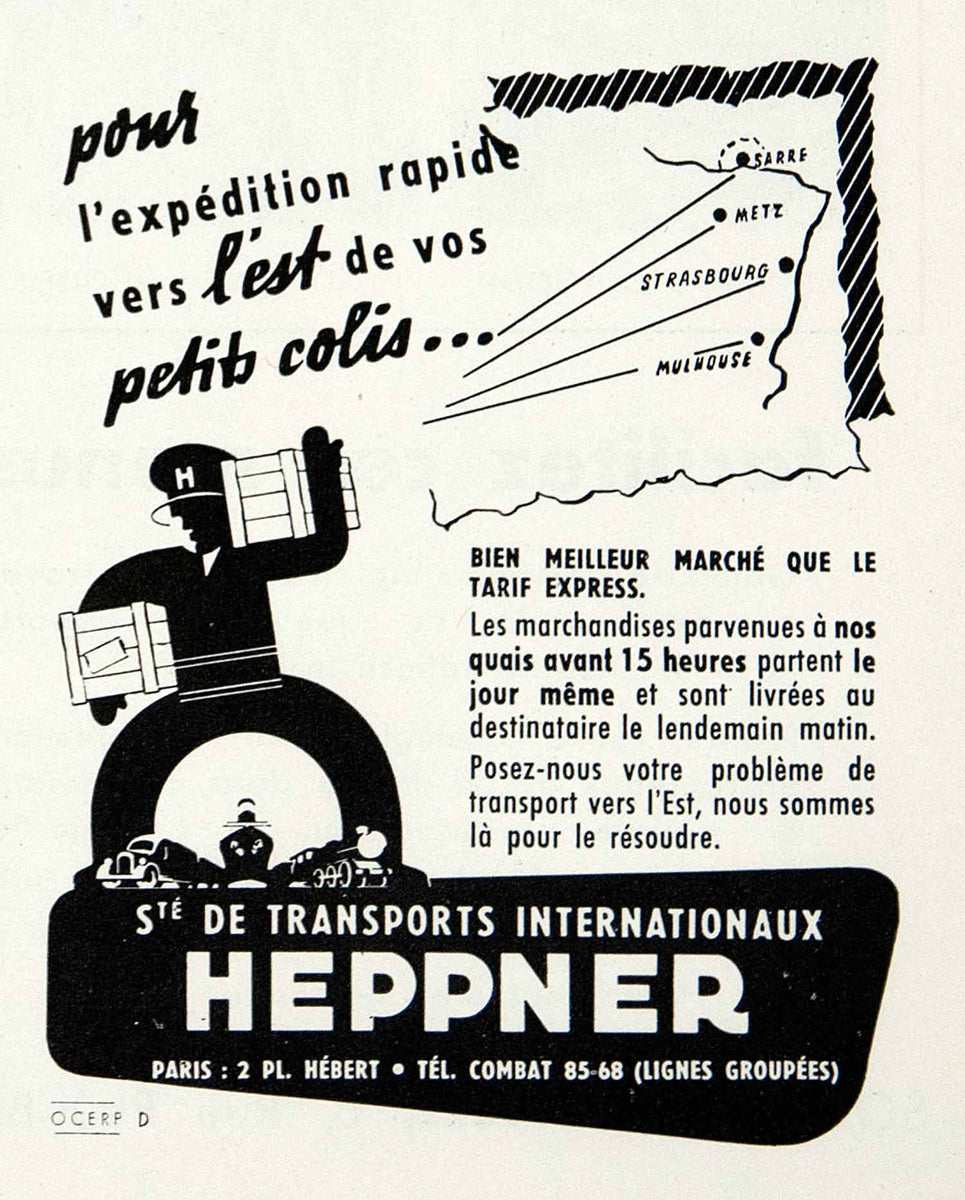 1955 Ad Heppner Paris France Package Ship Mail Strasbourg Mulmouse Met ...