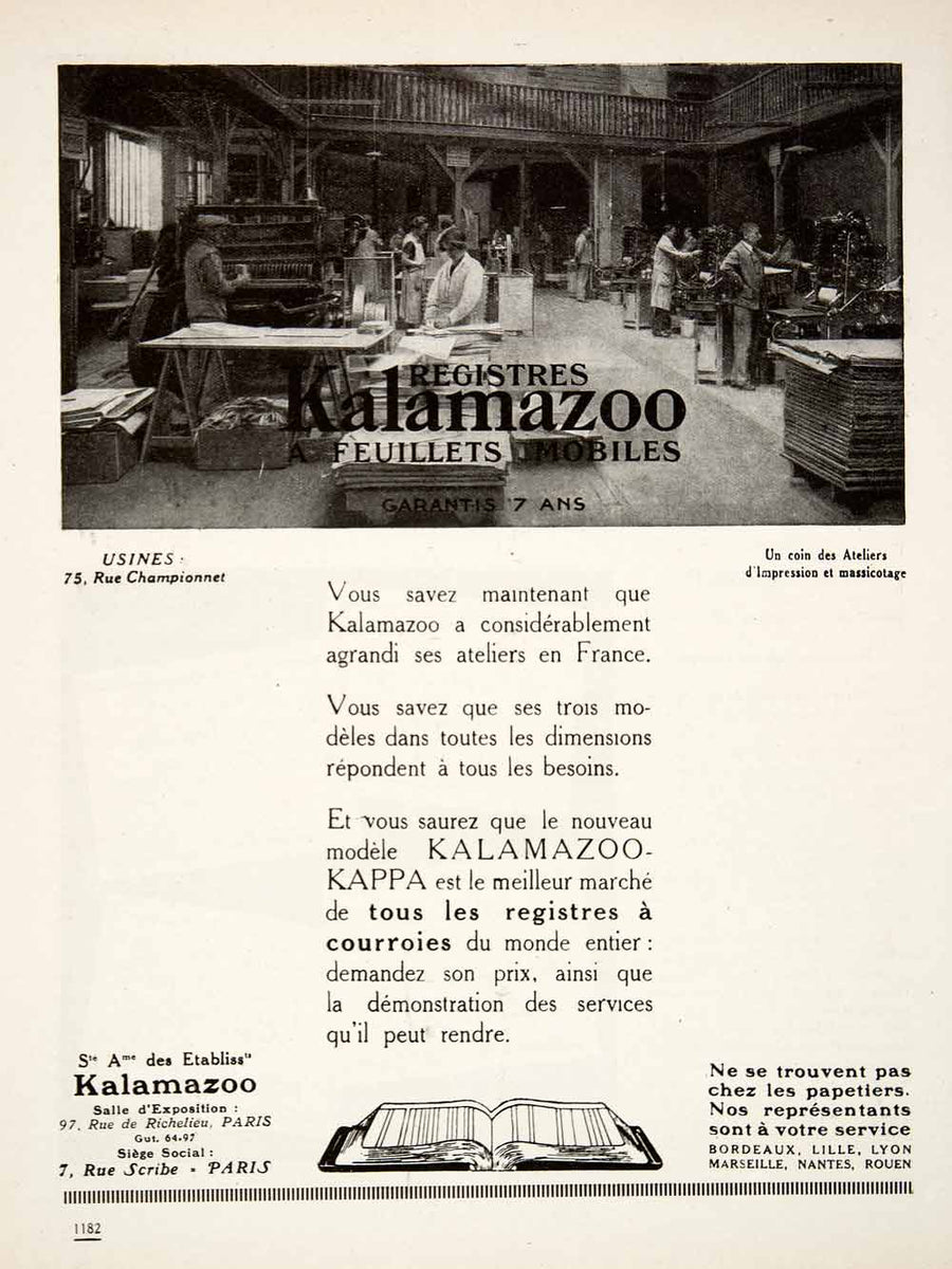 1924 Ad Kalamazoo Record Books Factory Stationary Office Supplies 75 V ...