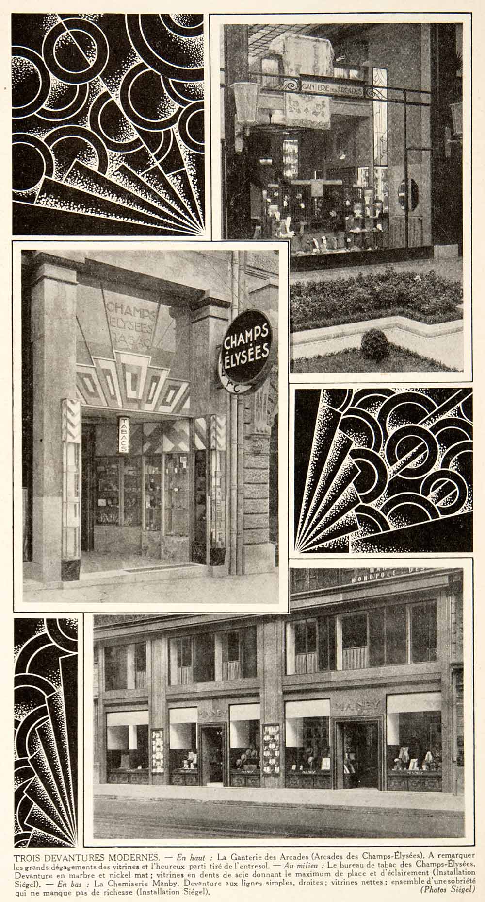 1929 Print Art Deco French Storefronts Paris Architecture Building Des ...