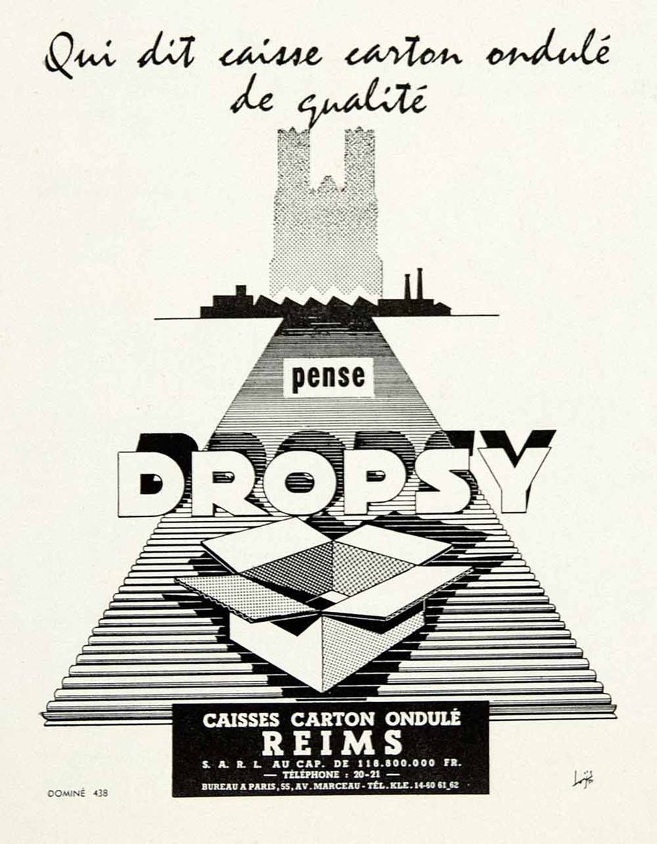 1957 Ad Dropsy Cardboard Boxes 55 Avenue Marceau Paris Manufacturing V ...