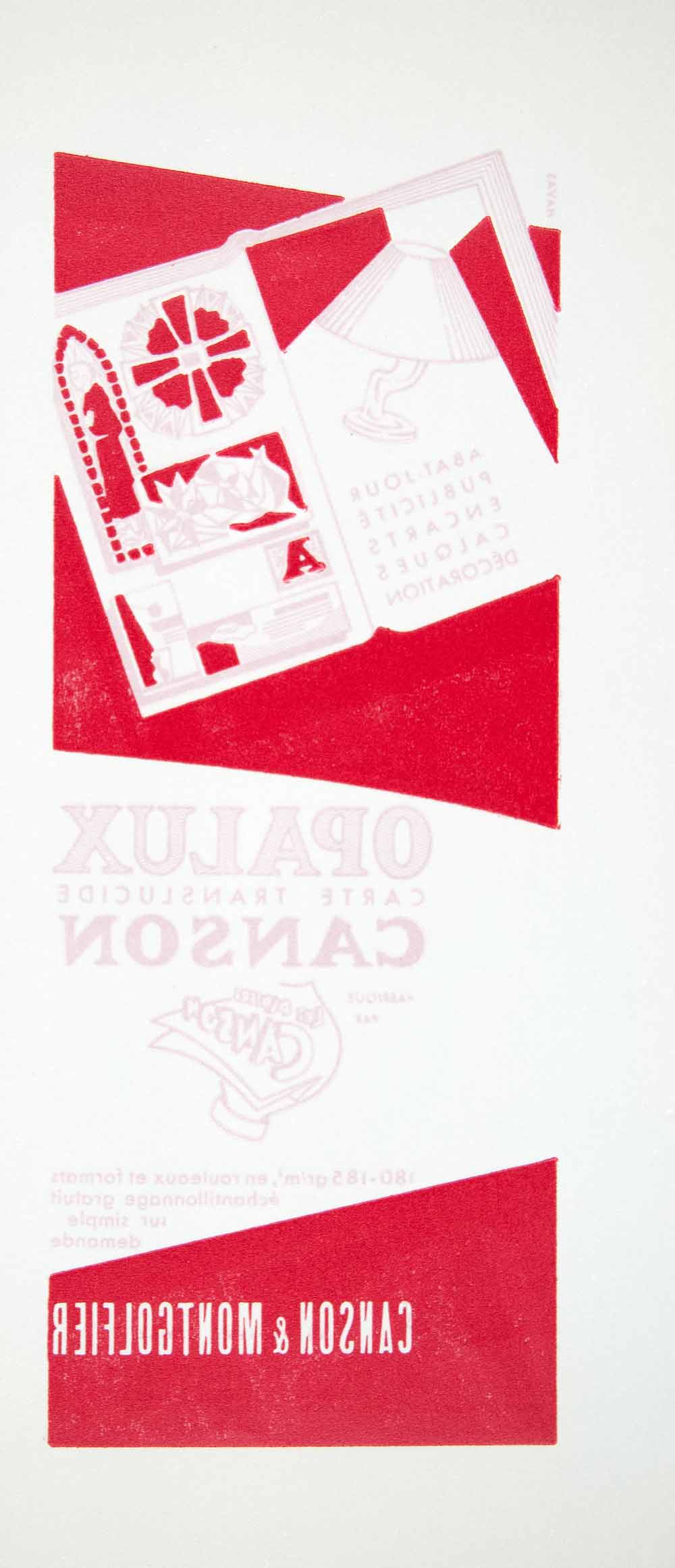 1959 Lithograph Ad Translucent Opalux Canson Montgolfier Paper Acetate ...