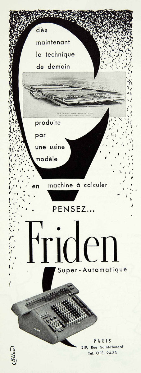 1955 Ad French Friden Calculating Adding Office Machine a Calcular Fac ...