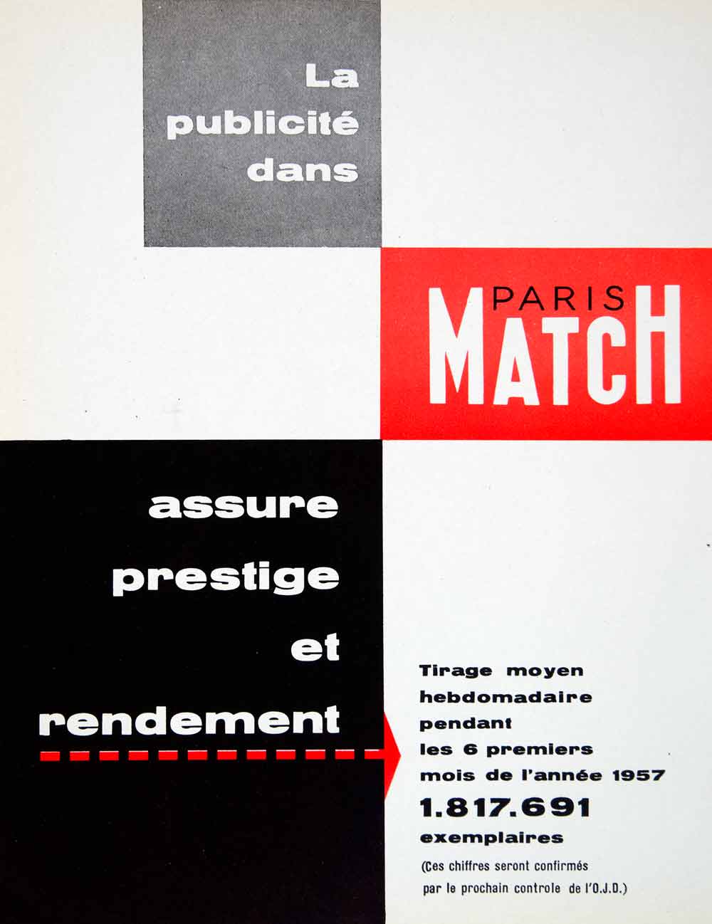 1957 Ad Paris Match French Advertisement Magazine Newspaper La Publici ...