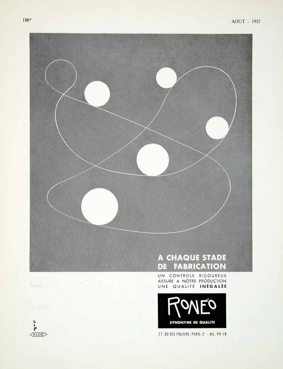1957 Advertising French Roneo Paris France Manufacturing Office 27 Blv ...