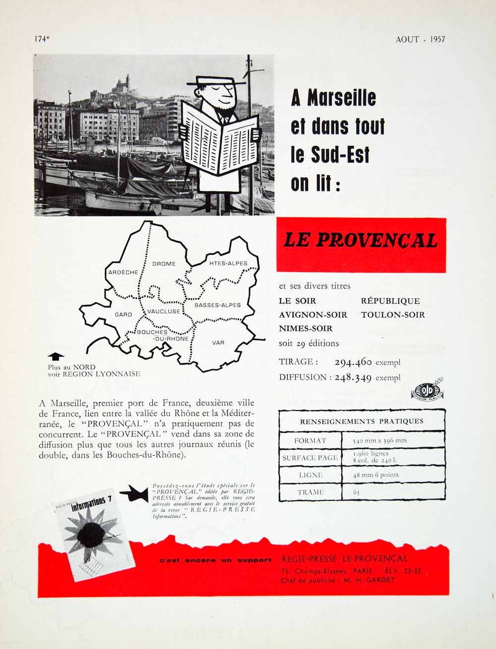 1957 Advert Le Provencal French Regie-Presse Marseille Newspaper Journ ...