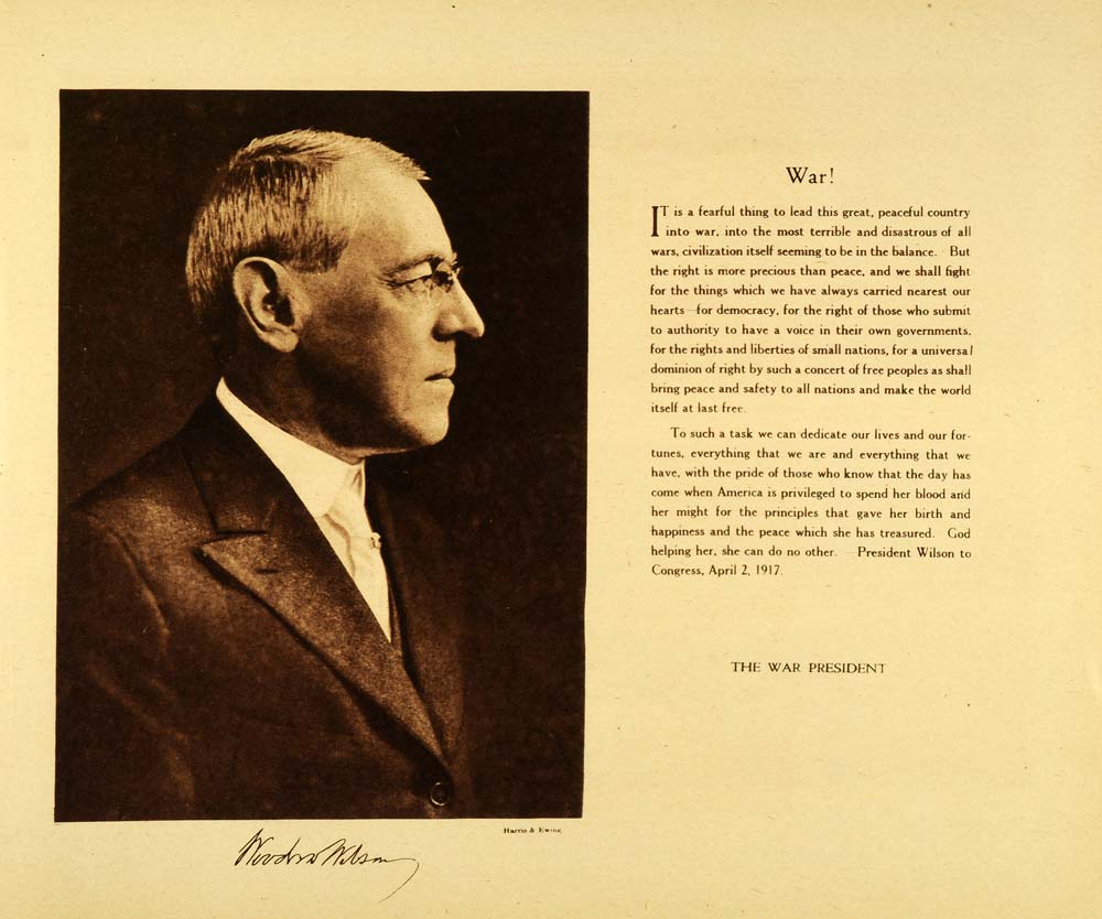 1920 Rotogravure President Woodrow Wilson Portrait WWI War Department ...