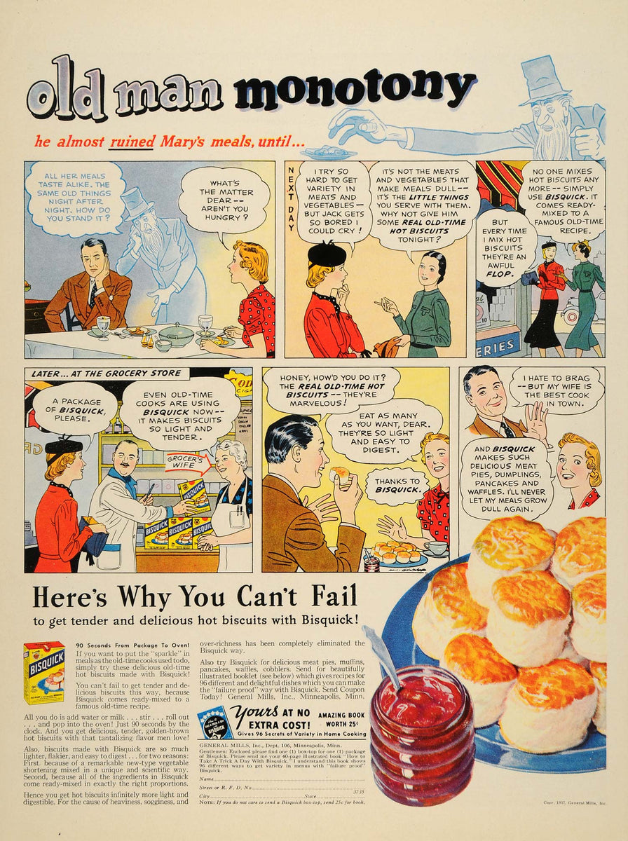 1937 Ad General Mills Bisquick Hot Biscuits Comics Food - ORIGINAL WH1 ...