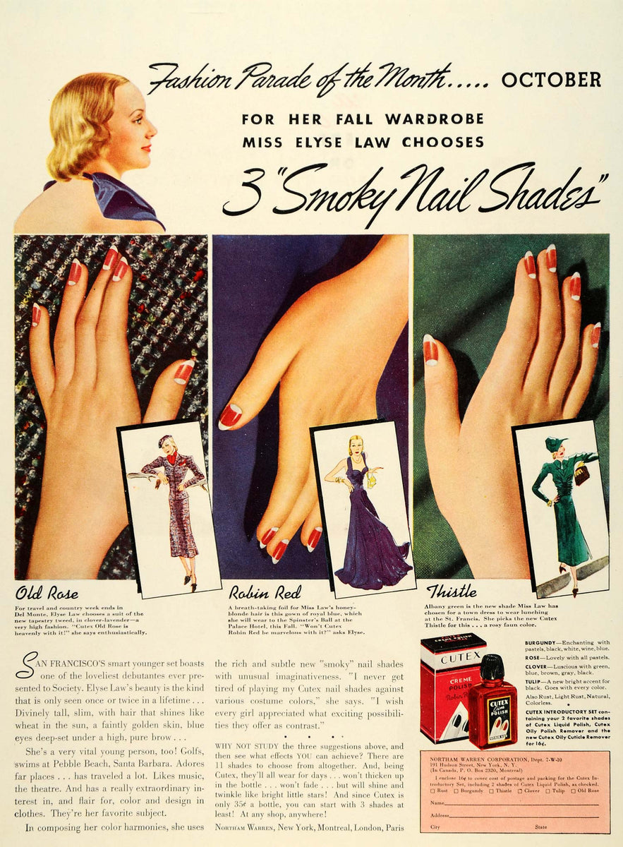 1937 Ad Northam Warren Cutex Nail Polish Shade Manicure - ORIGINAL WH1 ...