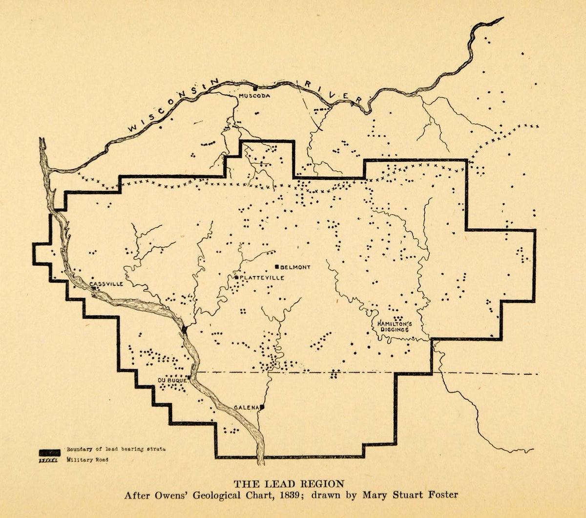 1920 Print Drawing Lead Region Early Map Wisconsin - ORIGINAL HISTORIC ...