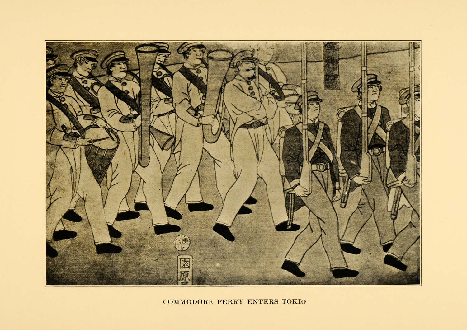 1921 Print Illustration Commodore Perry Kanagawa Treaty ORIGINAL HISTO ...