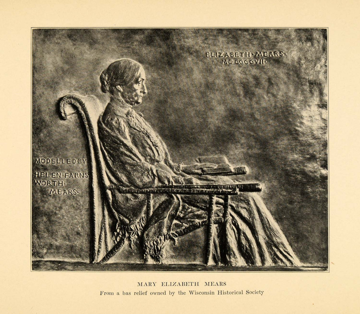 1918 Print Bas Relief of Mary Elizabeth Mears - ORIGINAL HISTORIC IMAG ...