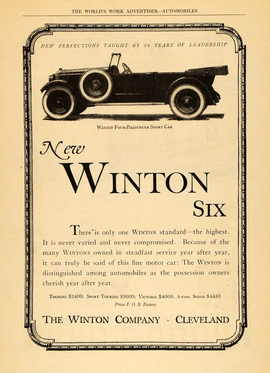 1922 Ad Winton Six Sport Car Automobile Cleveland Motor - ORIGINAL WW3 ...