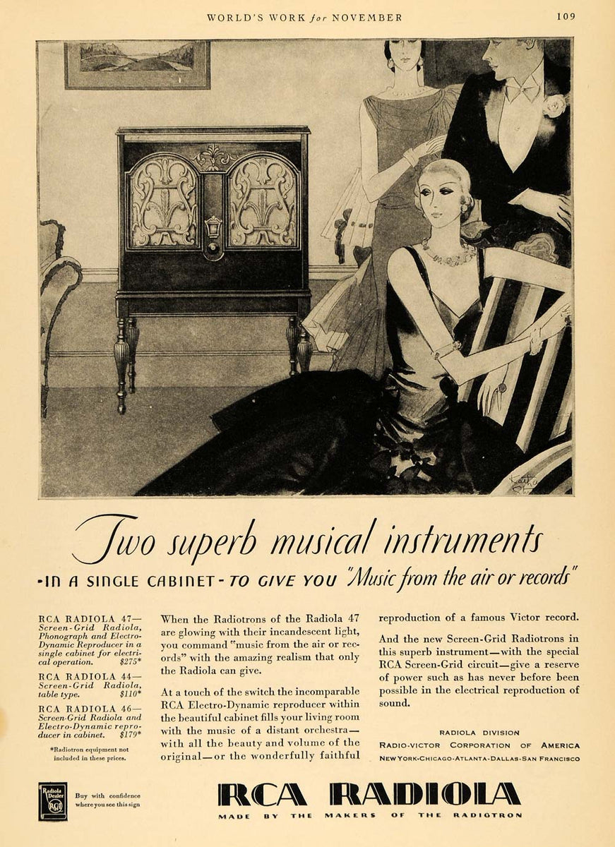 1929 Ad RCA Radiola Musical Instrument Fashion Music - ORIGINAL ADVERT ...
