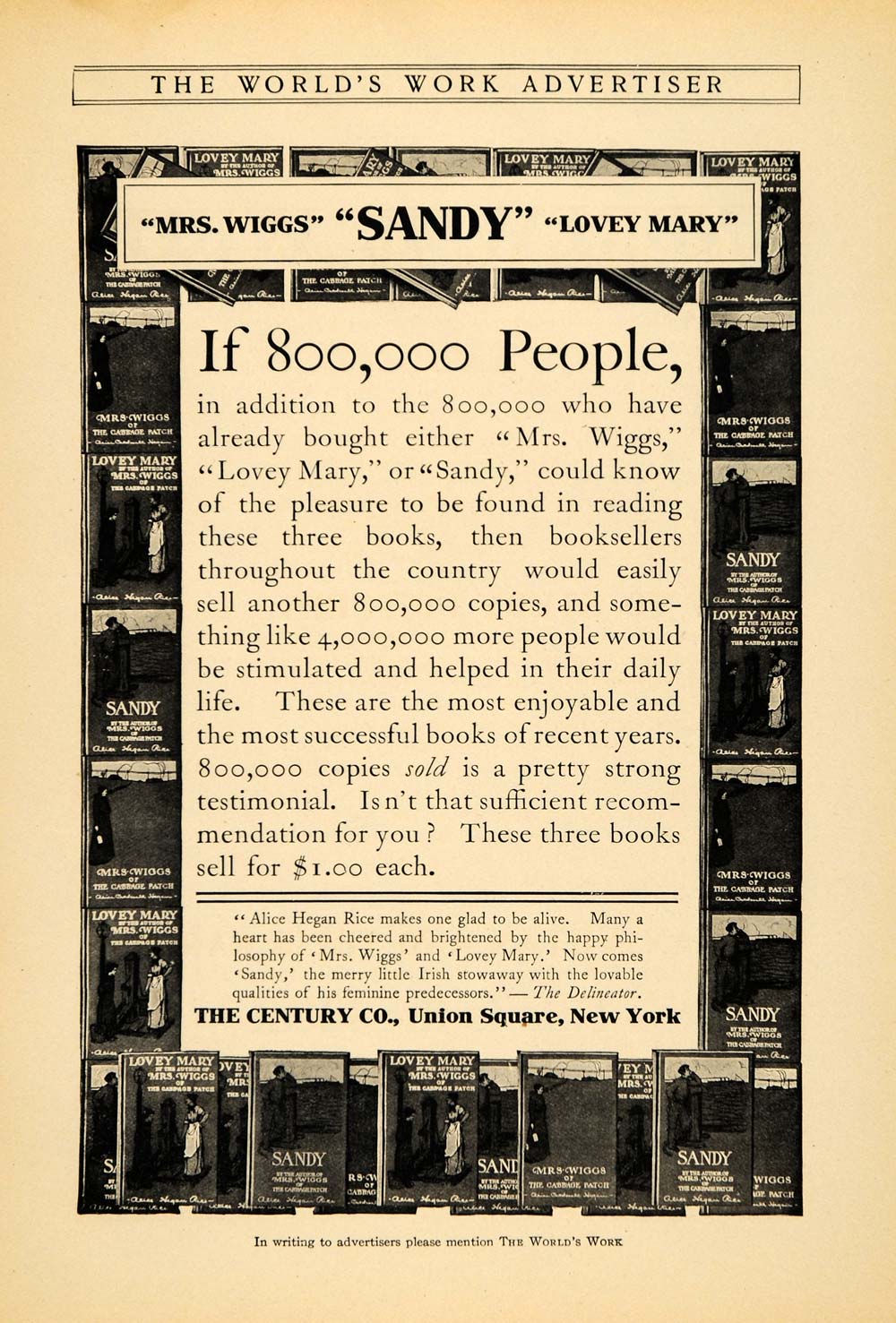 1905 Ad Mrs. Wiggs Sandy Lovely Mary Books Century NY - ORIGINAL ADVER ...