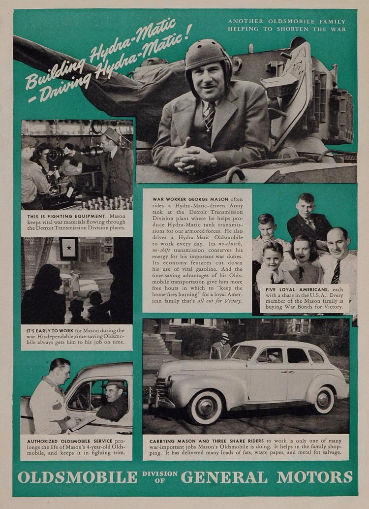 1944 Ad WWII Olds Hydra-Matic Army Tank George Mason - ORIGINAL ADVERT ...