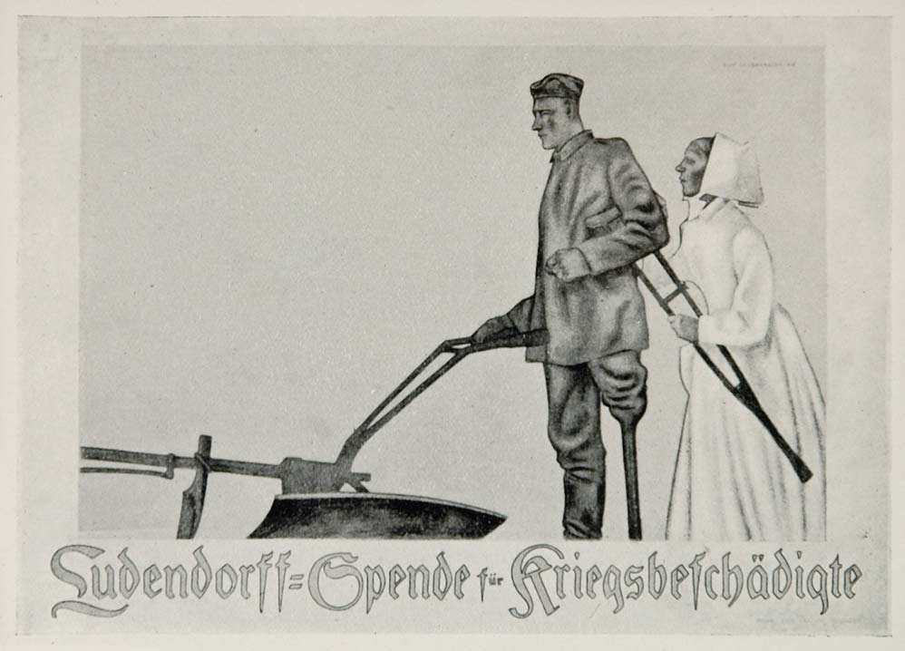 1920 WWI Ludendorff Disabled Soldier German Mini Poster Germany Wartim ...