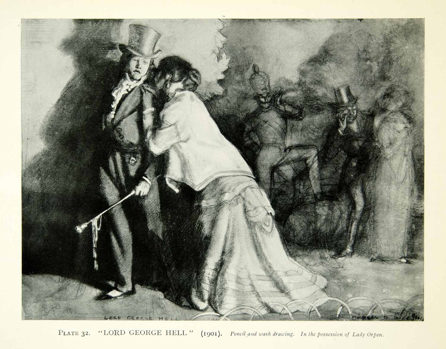 1923 Print Sir William Orpen Art Portrait Lord George Hell Edwardian W ...