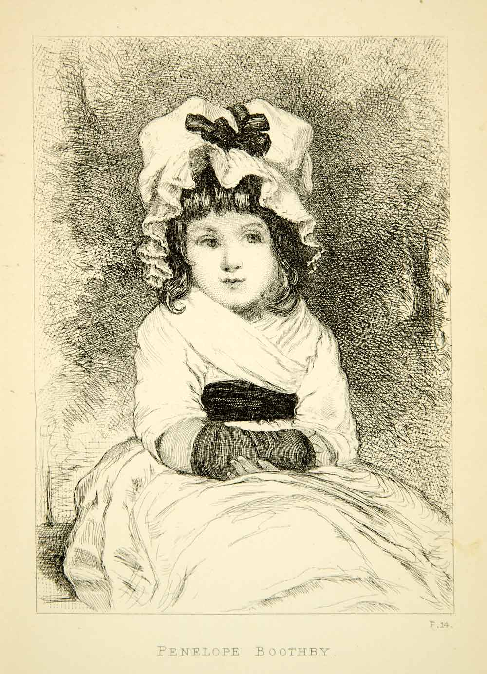 1892 Photolithograph Portrait Penelope Boothby Costume Dress Joshua XA ...