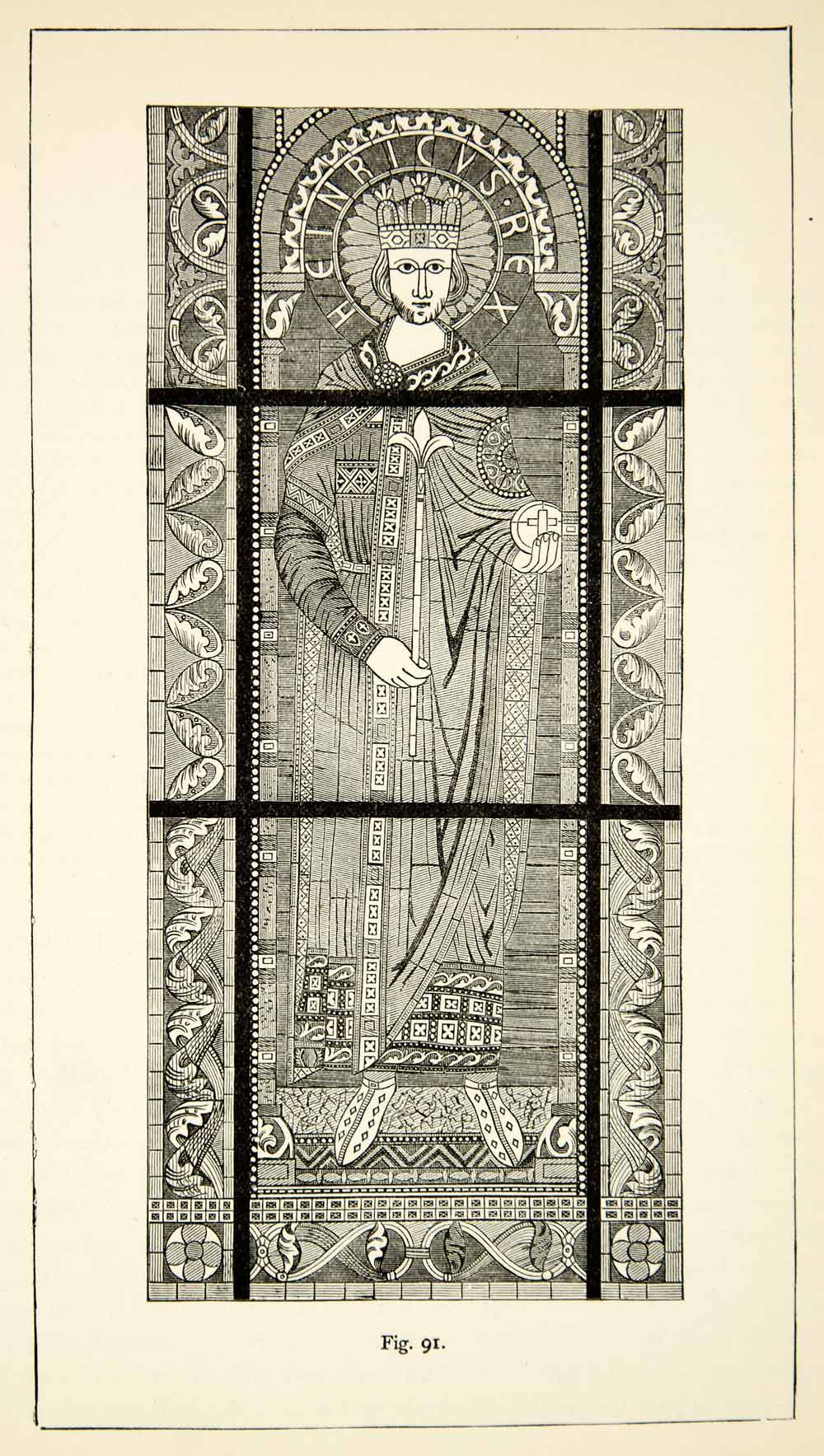 1888 Print Henry I Stained Glass Window Strassburg Minster Religious X ...