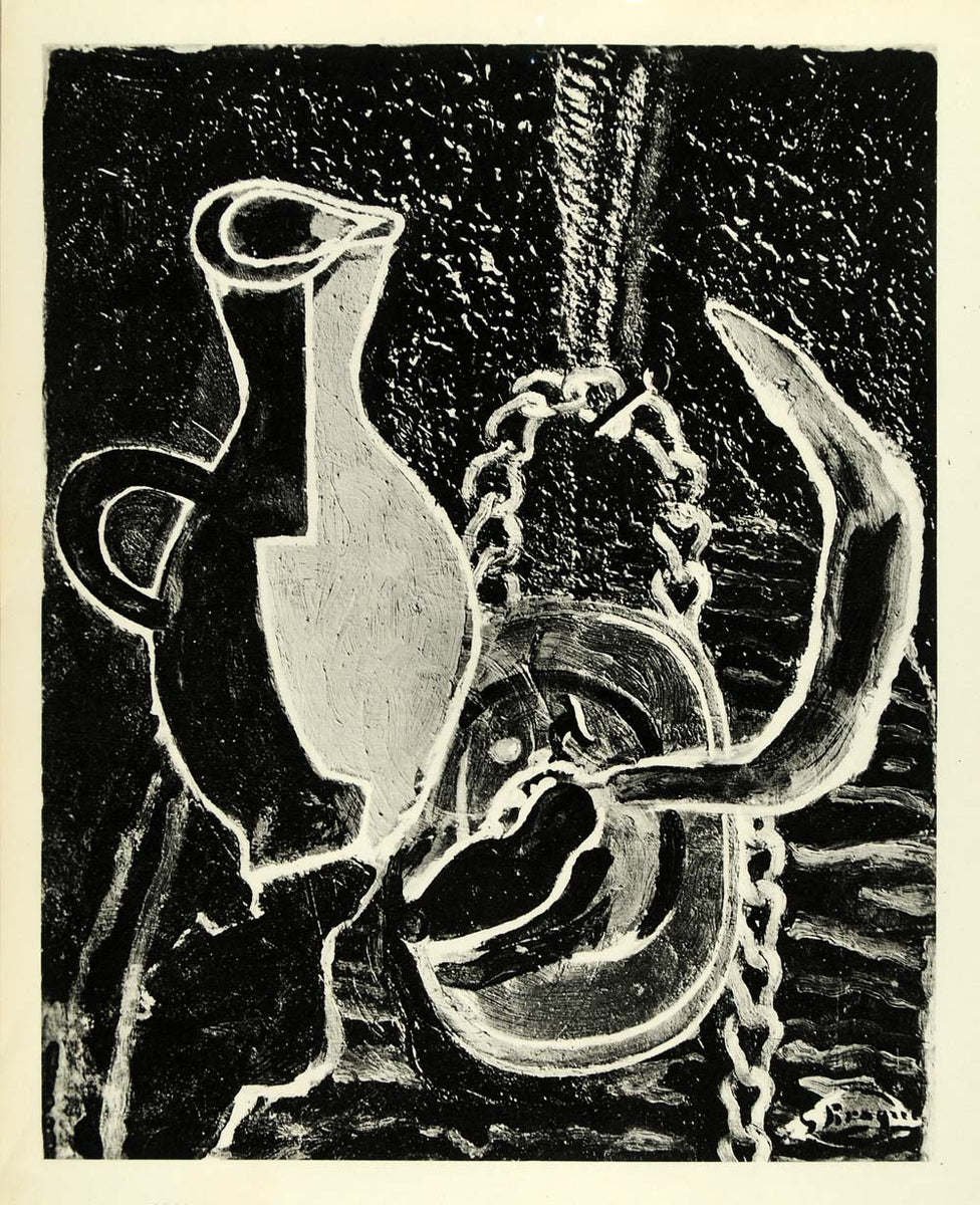 1956 Print Georges Braque Sickle Jar Jug Pitcher Abstract French Moder ...