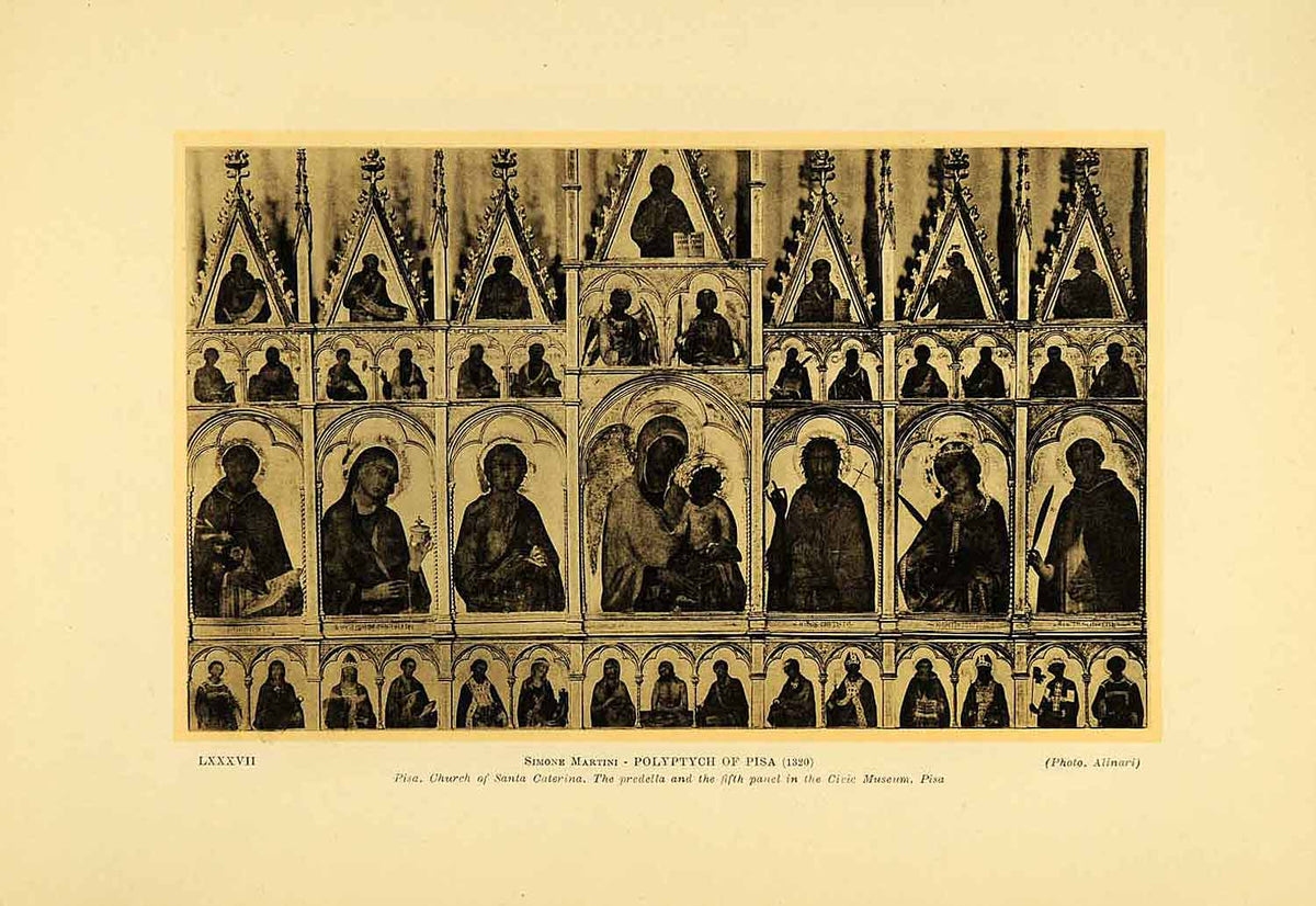 1931 Collotype Simone Martini Polyptych Pisa Medieval Trecento Madonna ...