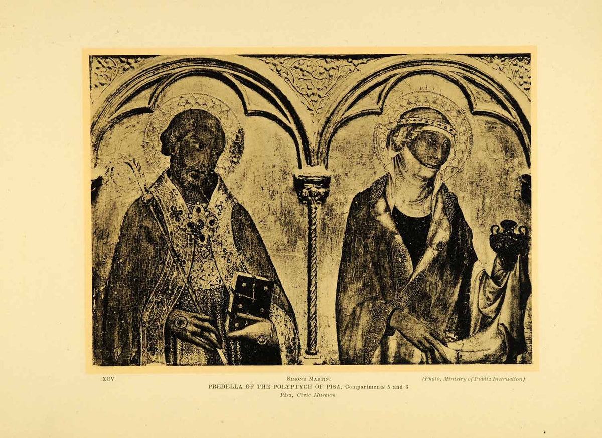 1931 Collotype Simone Martini Predella Polyptych Pisa Stigmata Religio ...