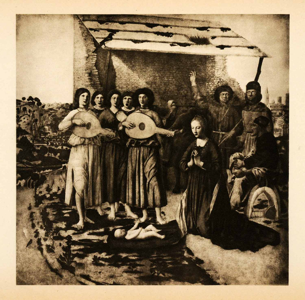 1938 Photogravure Piero Francesca Nativity Mary Birth Christ Renaissan ...