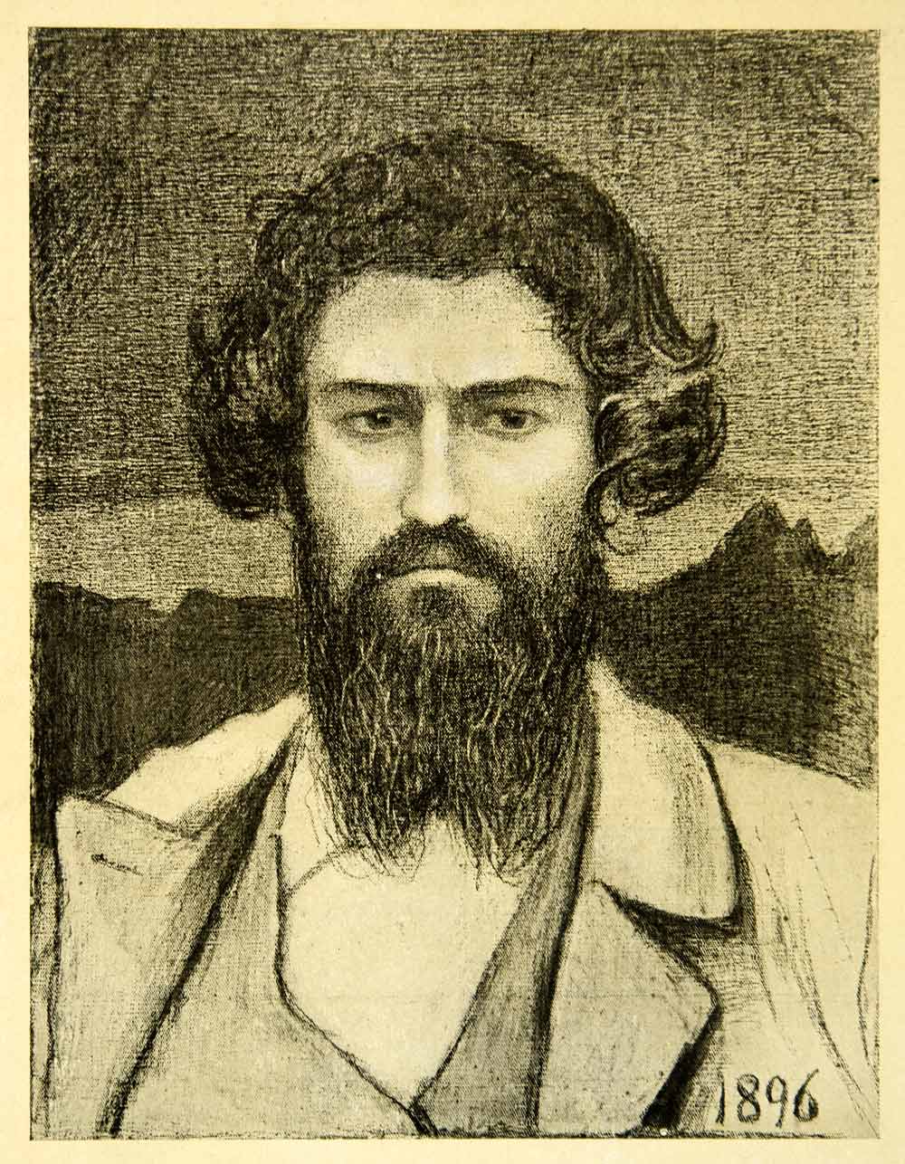 1908 Print Giovanni Segantini Art Self Portrait Painter Beard Victoria ...