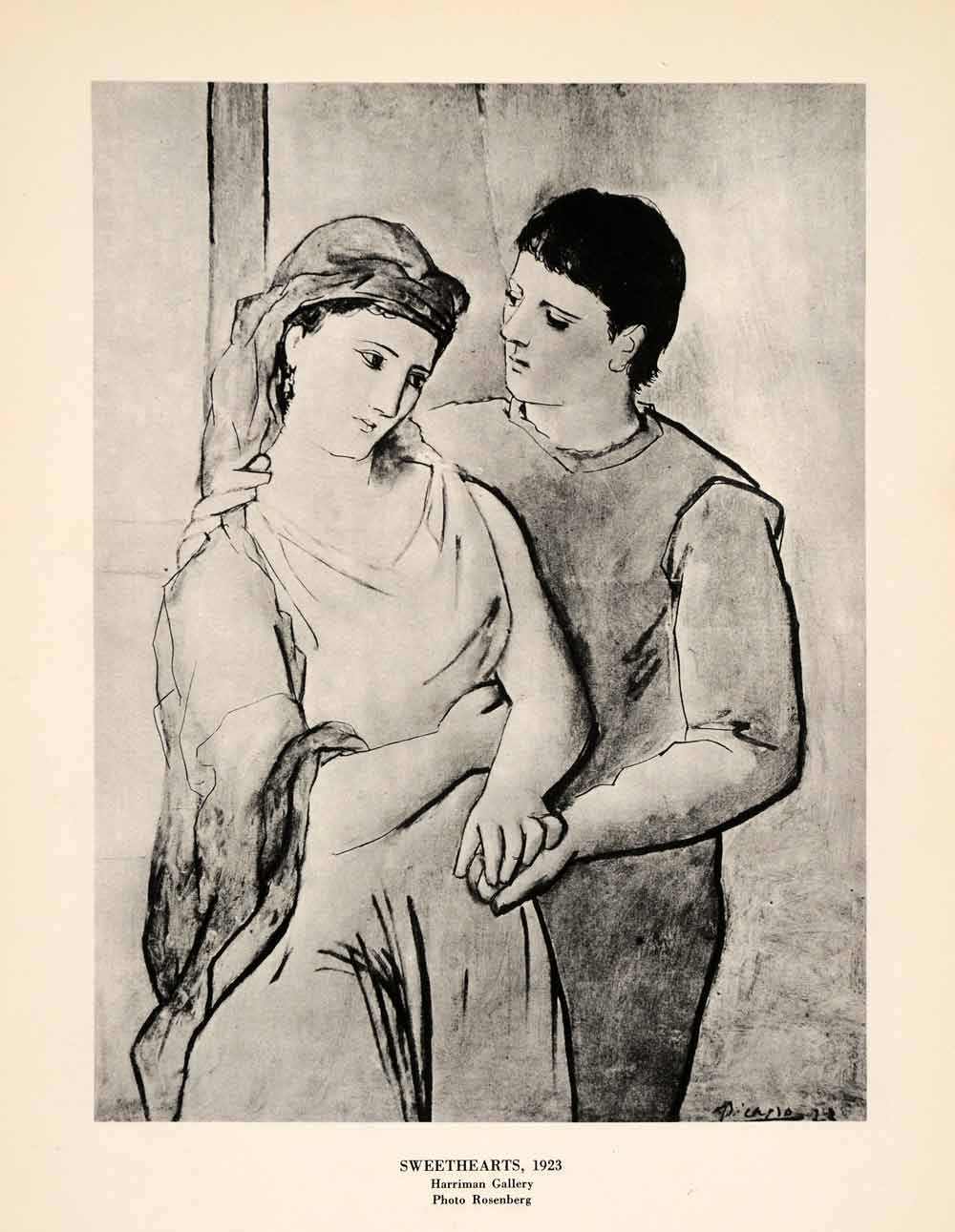 1940 Print Pablo Picasso Sweethearts Lovers Embrace Romance Romantic M ...
