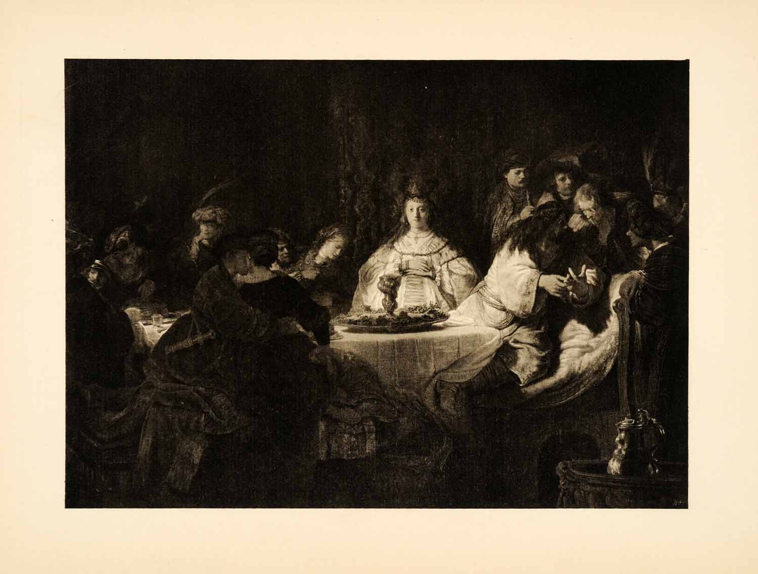 1907 Photogravure Samson Marriage Feast Celebration Rembrandt Dutch Ar ...