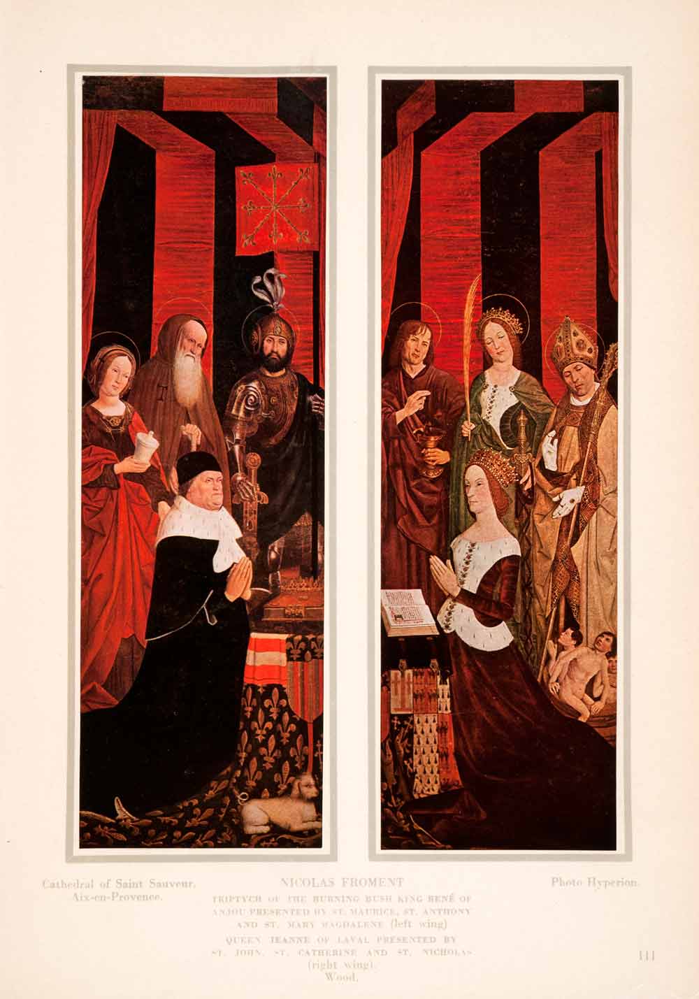 1939 Tipped-In Print Nicholas Froment Burning Bush Triptych Jeanne Lav ...