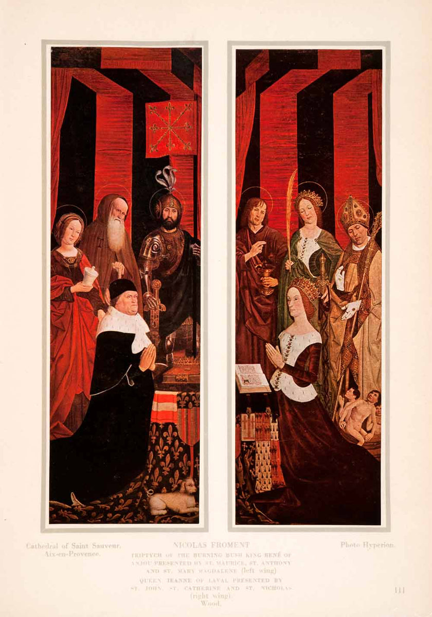 1939 Tipped-In Print Nicholas Froment Burning Bush Triptych Jeanne Lav ...