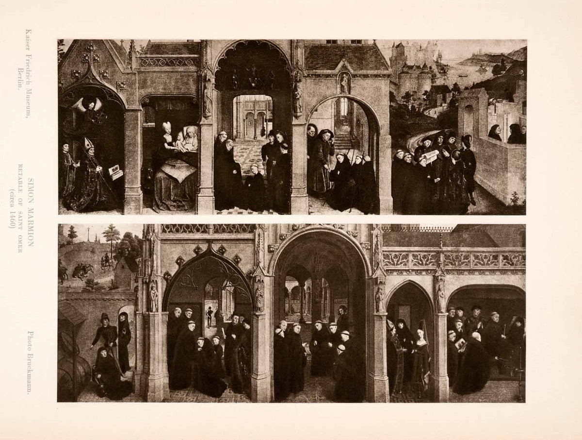 1939 Photogravure Simon Marimon Retable Saint Omar Religious Monk 15th – Period Paper Historic ...