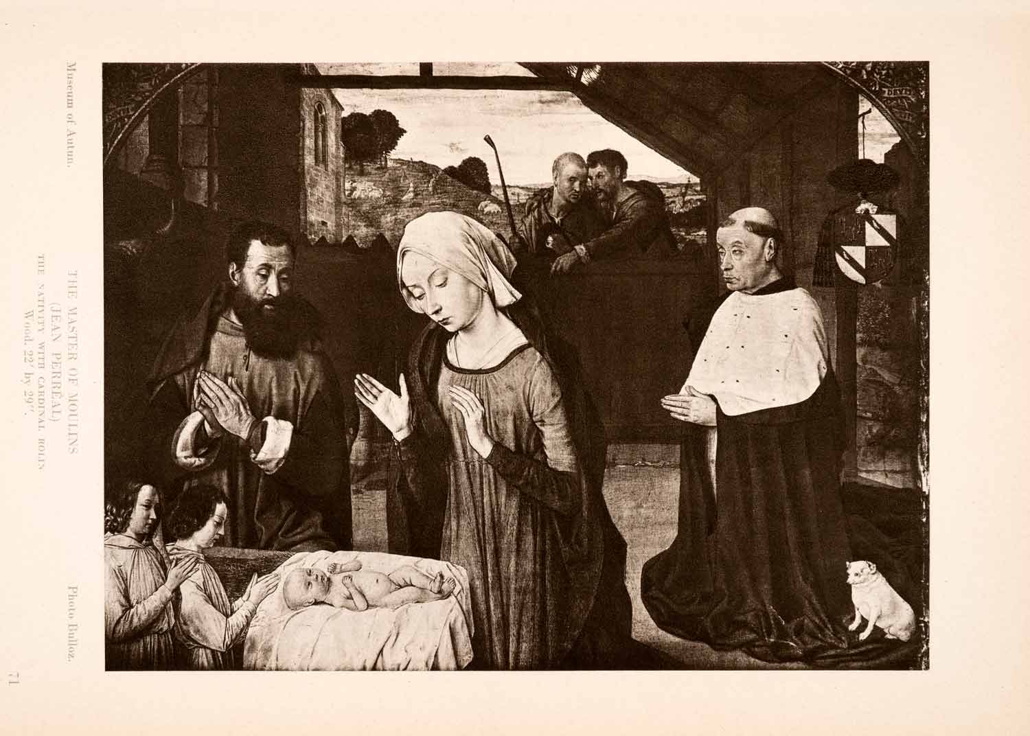 1939 Photogravure Moulins Jean Hey Nativity Cardinal Rolin Religious A ...