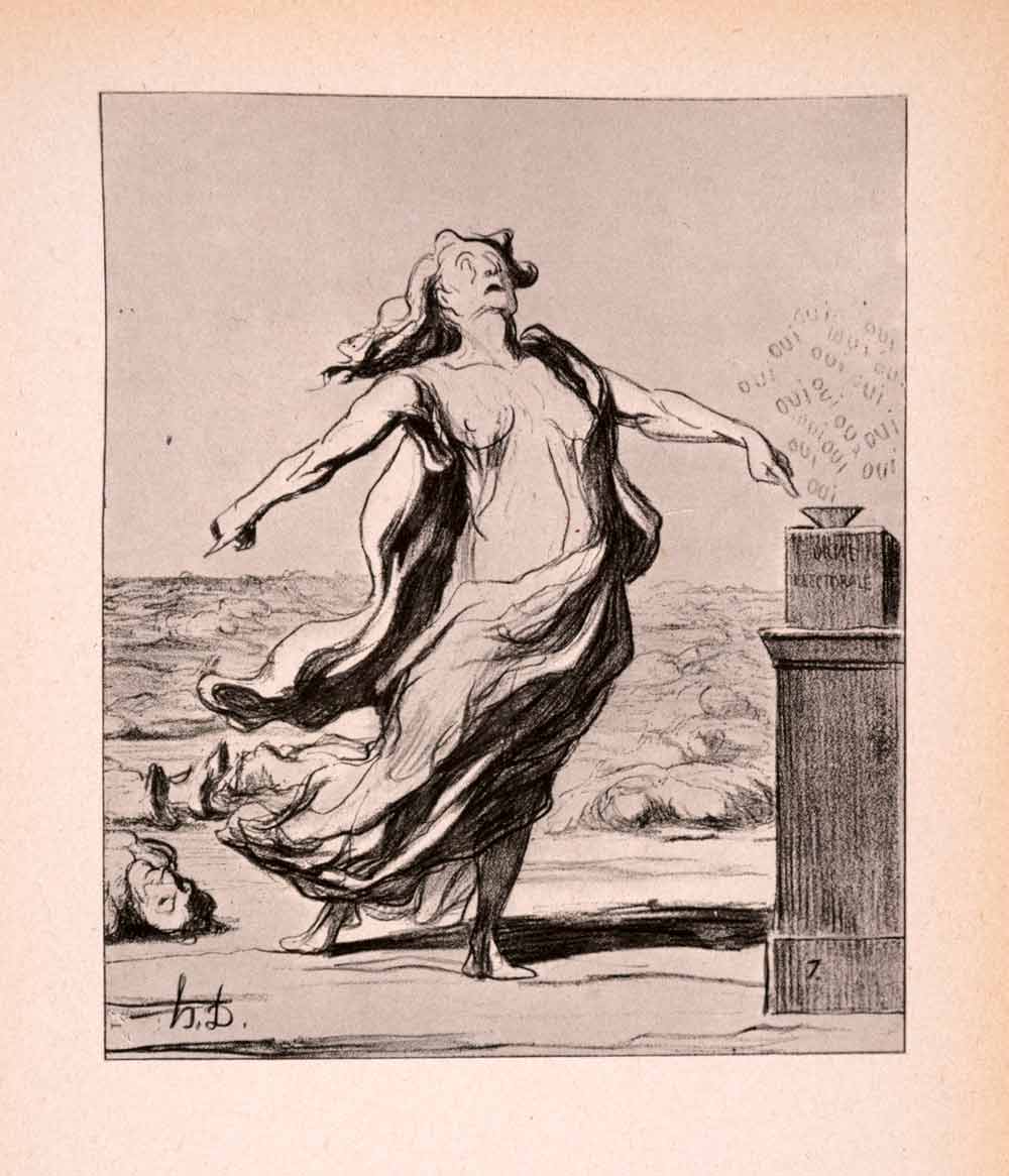 1946 Print Honore Daumier Killed Satire French Satirist Art Nude Breas ...
