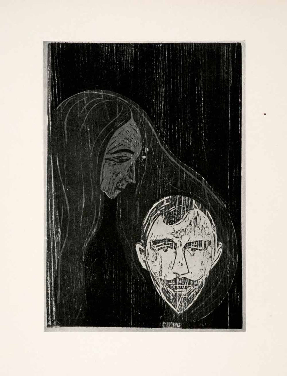 1957 Print Edvard Munch Head Entangled Woman Hair Symbolism Theme Coup ...