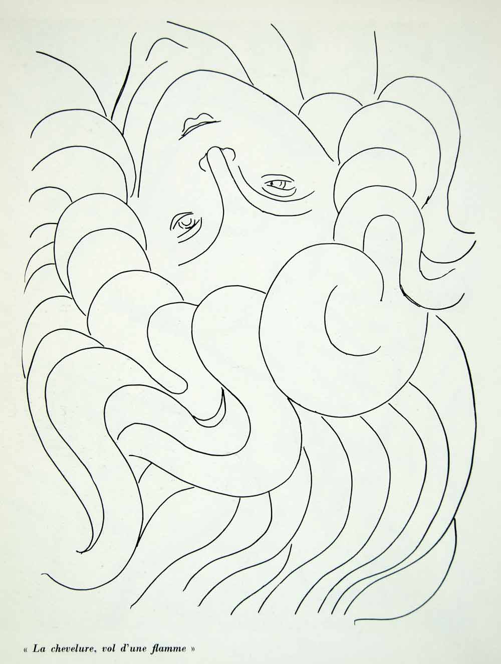 1958 Print Chevelure Flamme Woman Portrait Henri Matisse Impressionism ...