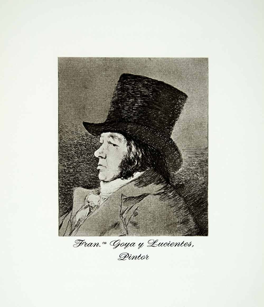 1962 Rotogravure Francisco Goya Lucientes Portrait Top Hat Fashion Cos ...