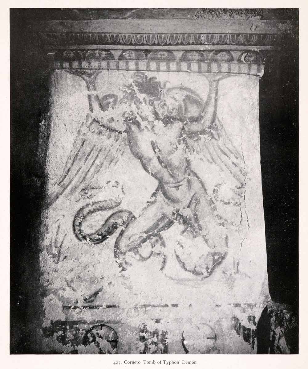 1929 Halftone Print Greek Art Tomb Fresco Typhon Demon Myth Monster In ...