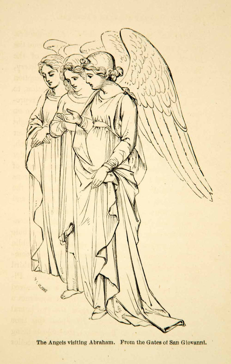 1858 Print Angels Abraham Renaissance Art Basilica San Giovanni Gate X ...
