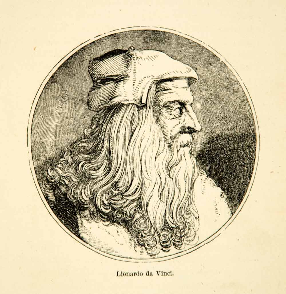 1858 Print Leonardo Da Vinci Portrait Italian Renaissance Painter Art ...