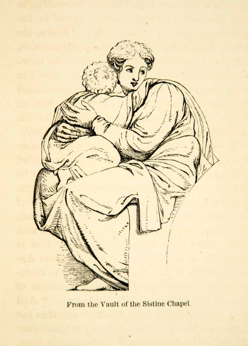 1858 Print Michelangelo Italian High Renaissance Art Sistine Chapel XA ...