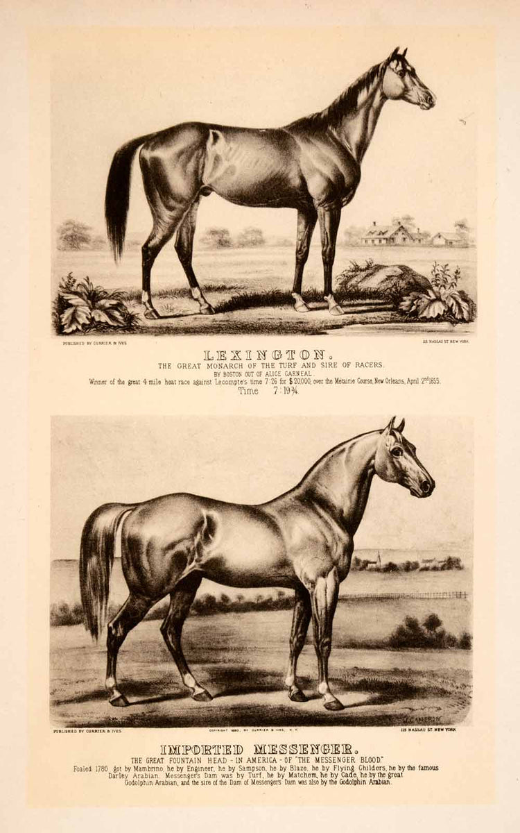 1931 Print Currier Ives Lexington Imported Messenger Horses Monarch XA ...