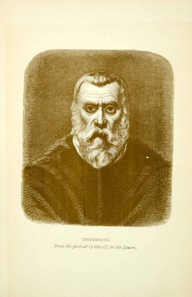 1892 Wood Engraving Tintoretto Art Italian Renaissance Portrait Jacopo ...