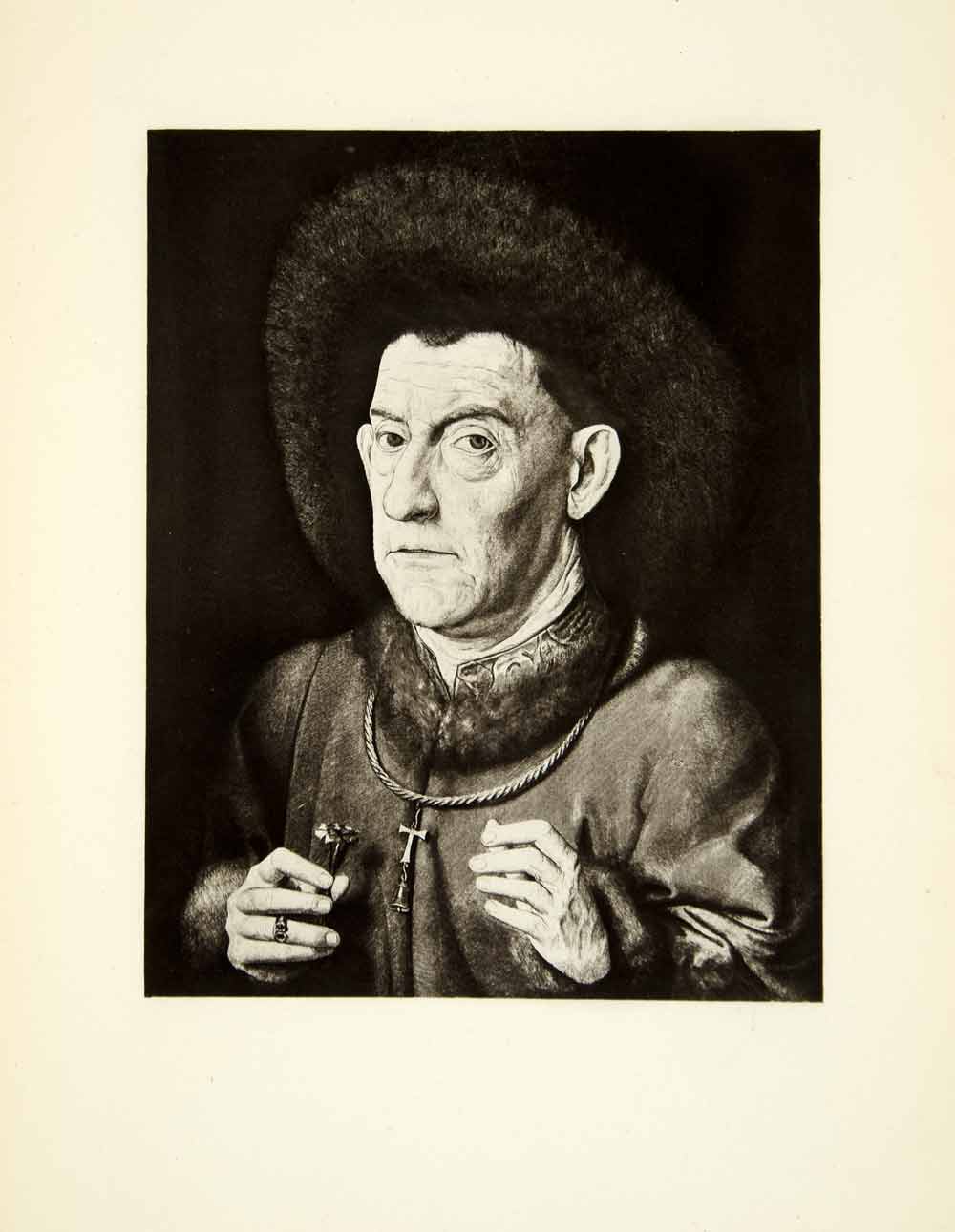 Jan Van Eyck Self Portrait Black And White